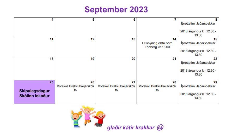 Dagatal og viðburðir í september | Garðasel